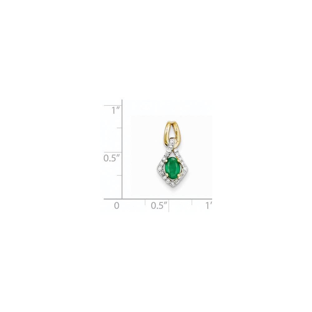 14k Yellow Gold Diamond & Emerald Pendant GLD-AZ-XP4093E/AA