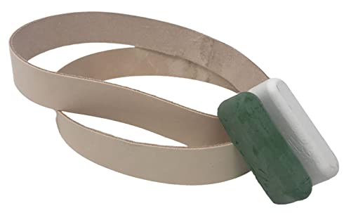 1X18 inch SUPER STROP 2 Pack Leather Honing Stropping Belt Fits Ken Onion Blade Grinding Attachment By Work Sharp with White and Green honing compound