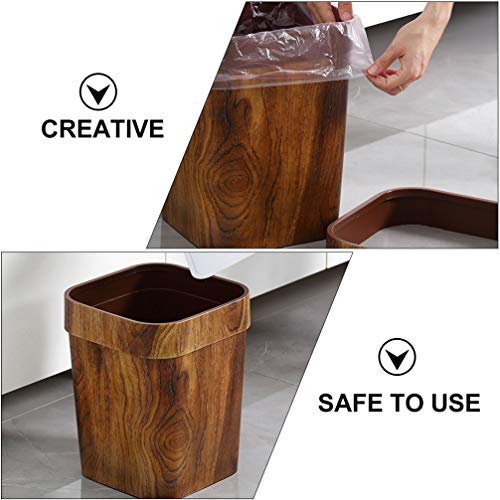 Garneck Trash Container Vintage Trash Trash Can Wood Small Square Wastebasket Garbage Container Bin Trash Can Pail for Bathroom Kitchen Home Office Square Garbage Container Kitchen Garbage Cans