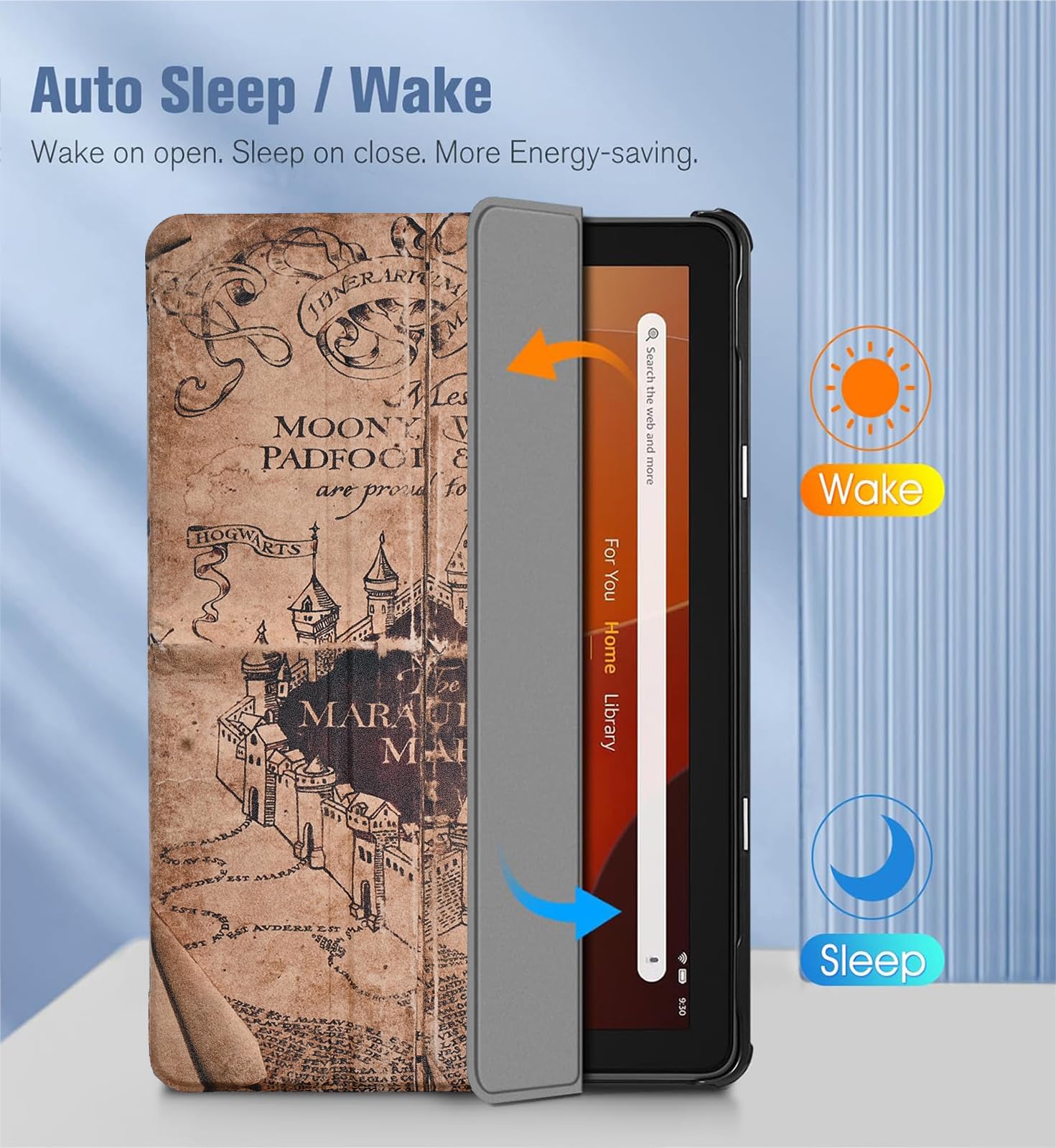 Case Fits Kindle Fire 7 Tablet (9th/7th Generation, 2019 Release), PU Leather Folio Protective Case Stand Shell Back Cover with Auto Sleep/Wake, Magic Map Vintage