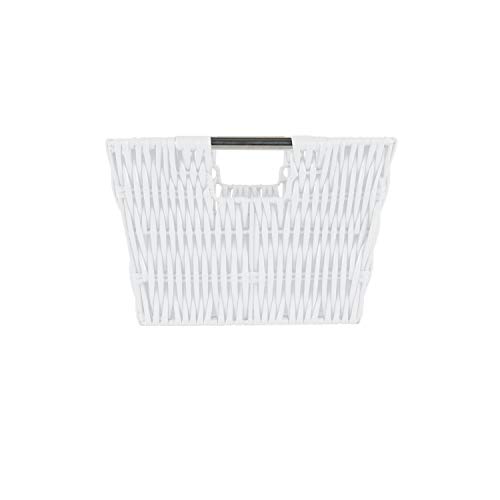 Simplify 3 Pack Set Woven Baskets with Handles, for Storage, Blankets, Toys, Books, Ideal for Home, Office, Dorm, Playroom, Closet, in White 3 Piece Rattan Tote