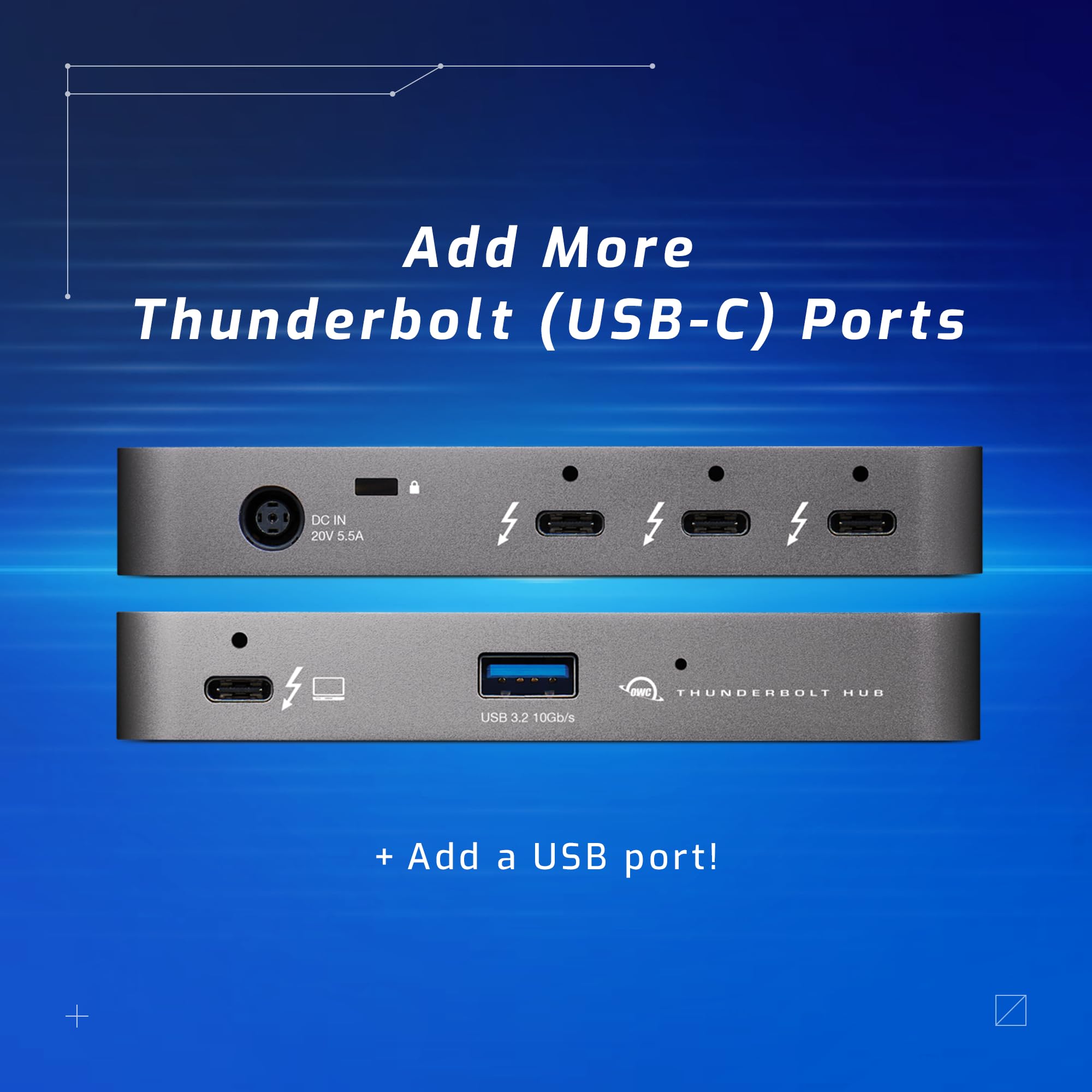 OWC 5 Port Thunderbolt Hub - 60W Charging, Thunderbolt 4, USB 3.2, Compatible with Macs and PCs