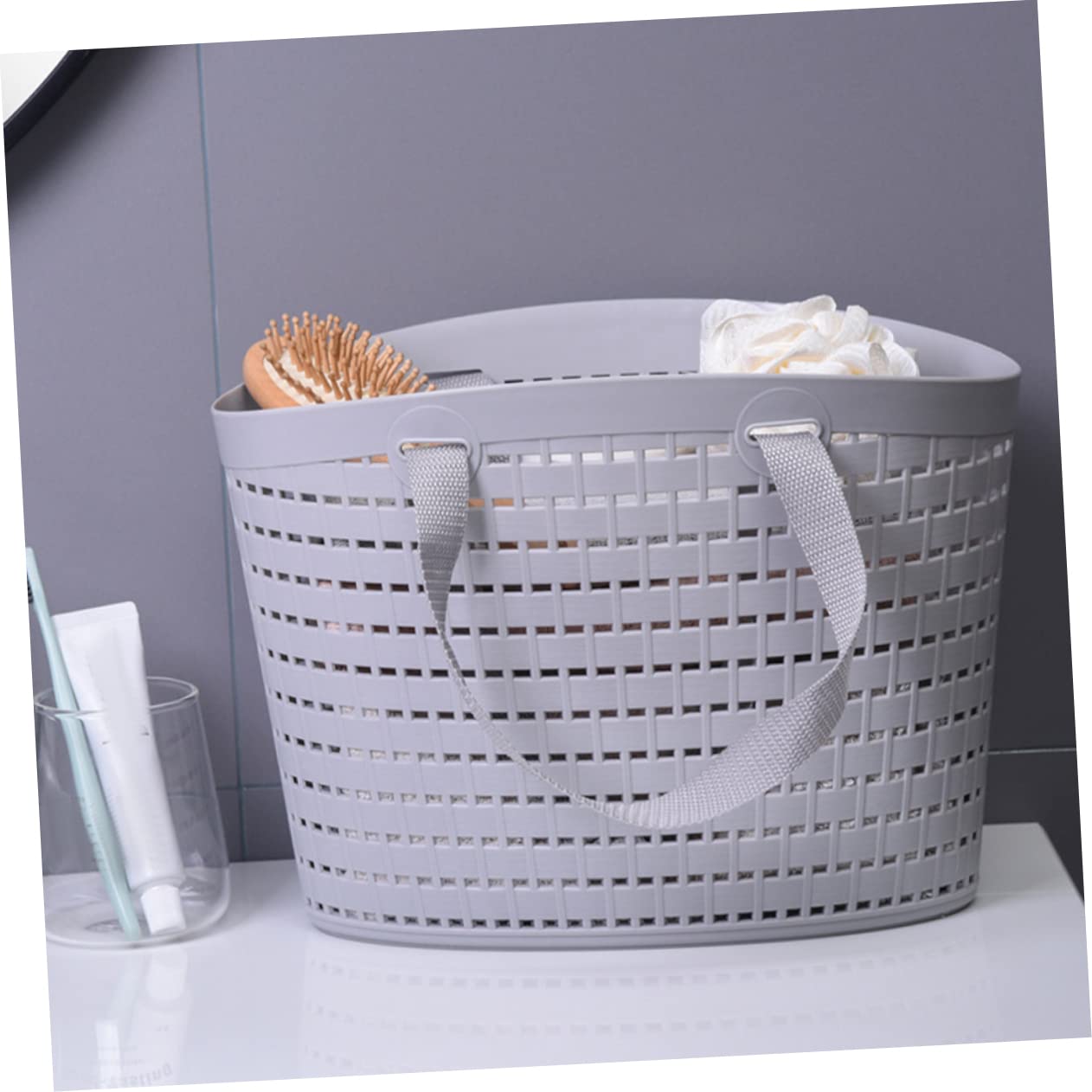 2pcs Plastic Laundry Basket Shopping Tote Bag Plastic Hanger Chicken Egg Basket Picnic Basket Bath Basket Laundry Basket Plastic Clothes Holder Sundries Organizer Hollow-out Basket