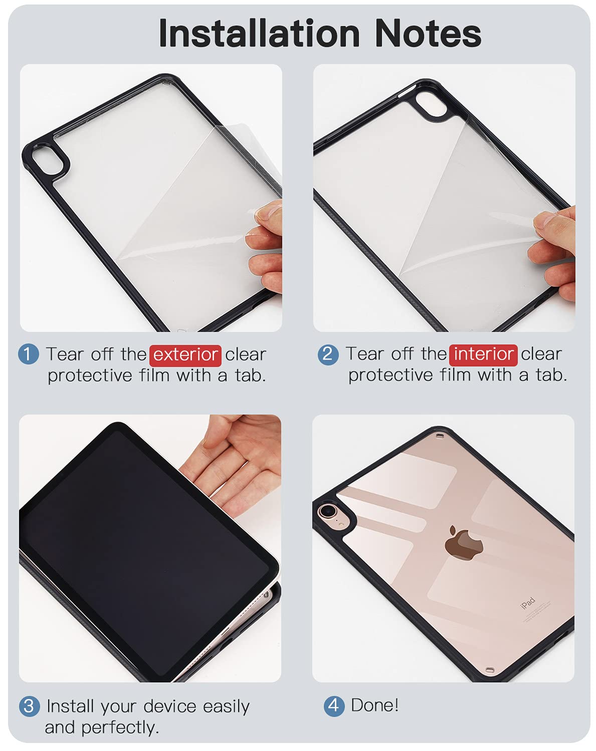 TiMOVO Case for iPad Mini 7 2024 (A17 Pro) / iPad Mini 6 2021, iPad Mini 7th/6th Generation Case 8.3 inch, Ultra Slim Clear Shock Absorbant Flexible TPU Edge Case, Support Apple Pencil Pro - Black