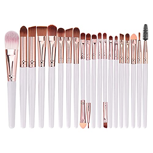 Female Makeup Brushes Set 20pcs Professional Cosmetics for Face Eyeshadow Eyebow Eyelash Lip Highlighter Powder Foundation Make Up Brush Kit Tools (White)
