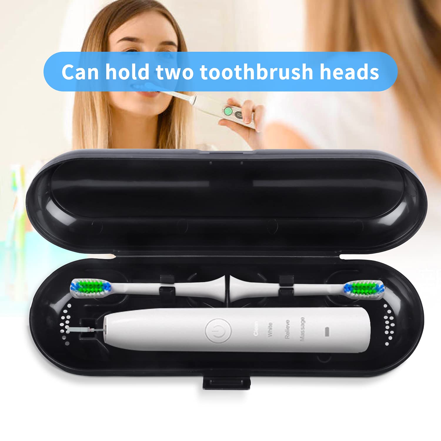 Fowecelt 2 Pack Electric Toothbrush Travel Case for Oral-B Pro and Other Electric Toothbrush, Portable Travel Toothbrush Holder (Black & White)