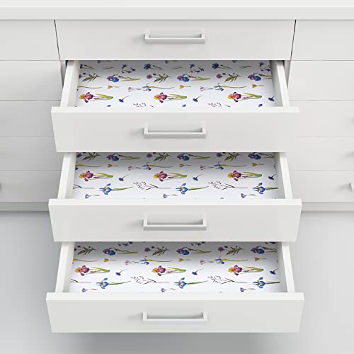 24 Sheets Scented Drawer Liners Drawer Liners for Dresser Non Adhesive Paper Sheets Fragrant Drawer Paper Liner for Shelf Closet Dresser Drawers Home Bedroom (Bright Flowers)