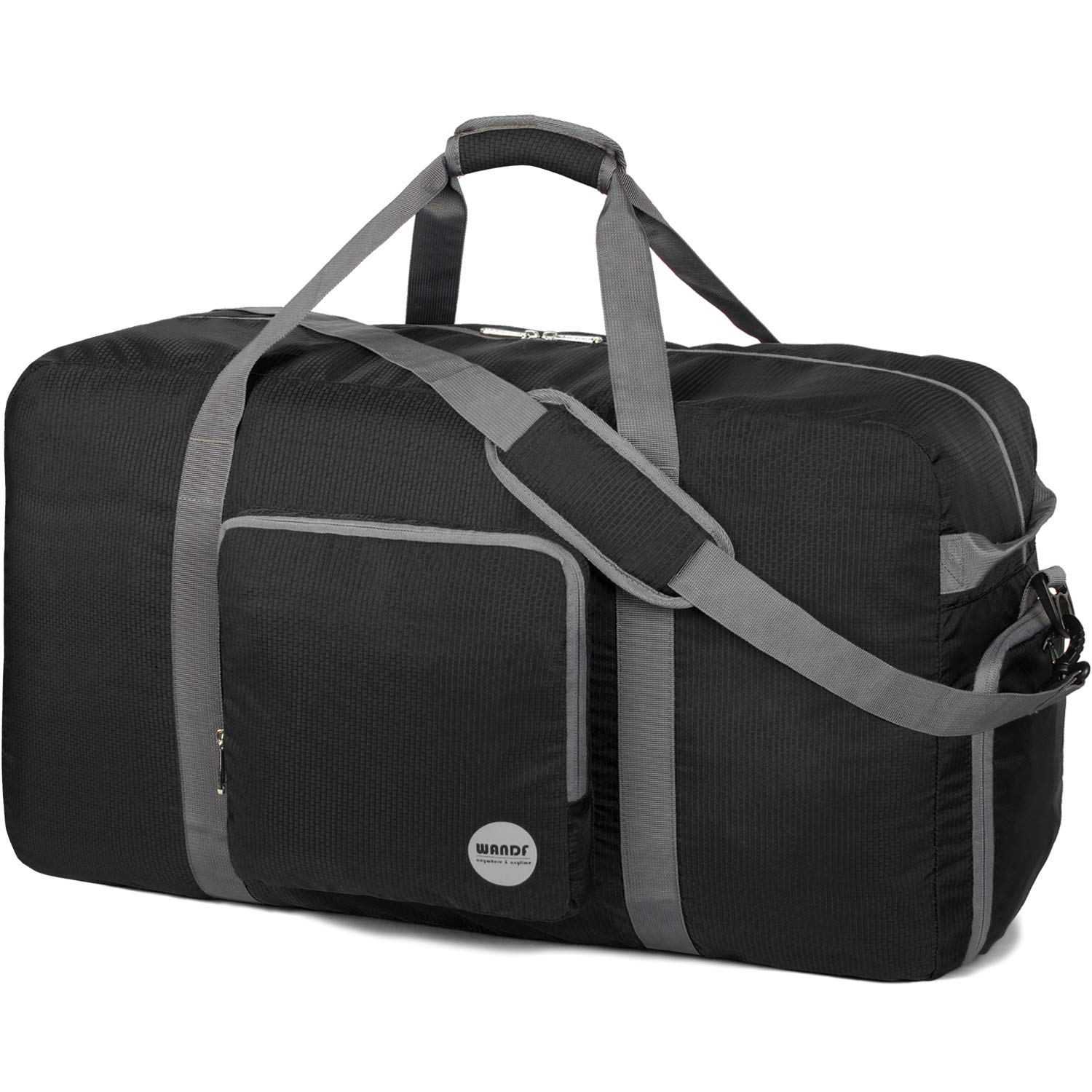 28" Foldable Duffle Bag 80L for Travel Gym Sports Lightweight Luggage Duffel By WANDF (28 inches (80 Liter), Black 28'')