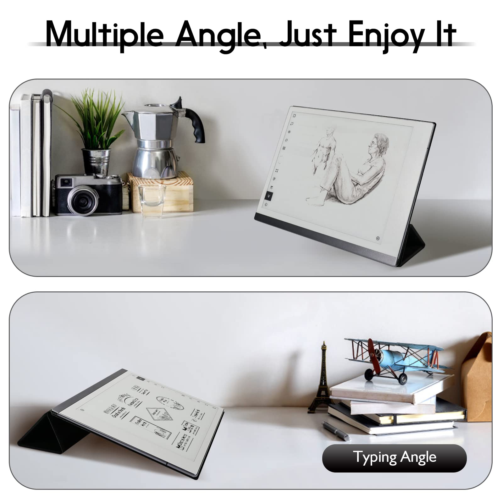 Case for Remarkable 2 Paper Tablet 10.3" 2020 Released, Book Folio Design, Anti-Scratch PU Leather Lightweight Cover Only for Remarkable 2 (Black)