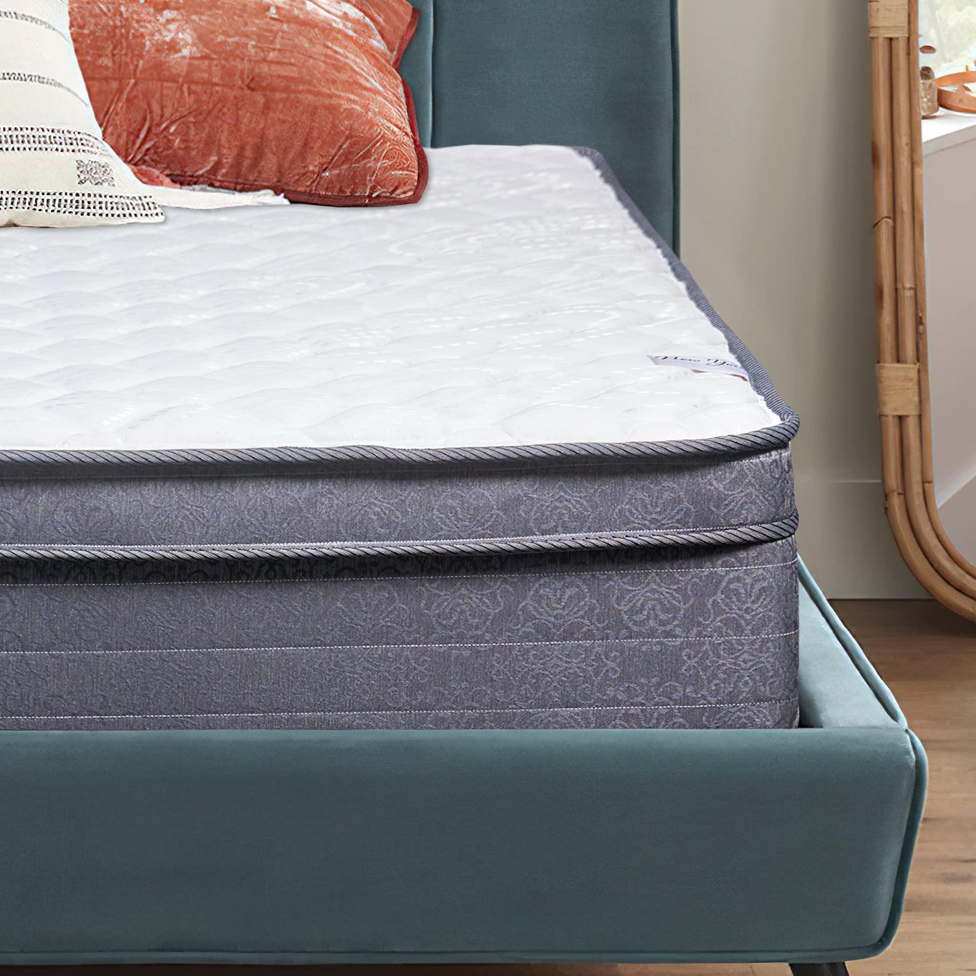 11-Inch Medium plush Foam Encased Hybrid Eurotop Pillowtop Innerspring Fully Assembled Mattress, Good For The Back