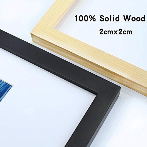 16x20inch Picture Frame Solid Wood Display Pictures 12x16 with Mat or 16x20 Wall Without Mounting Photo Frame Black(1pcs)