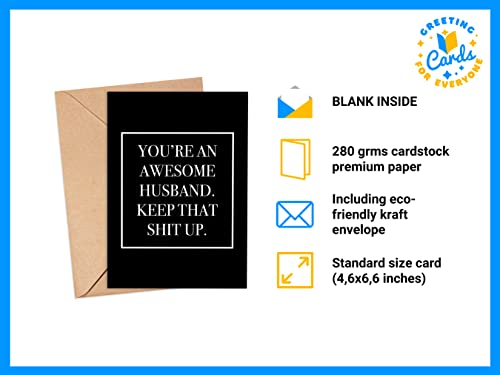 Funny anniversary card for husband | Original and unique joke card for Birthday, Father's Day, Retirement, Valentine's Day, Christmas. | Awesome and fun card for him