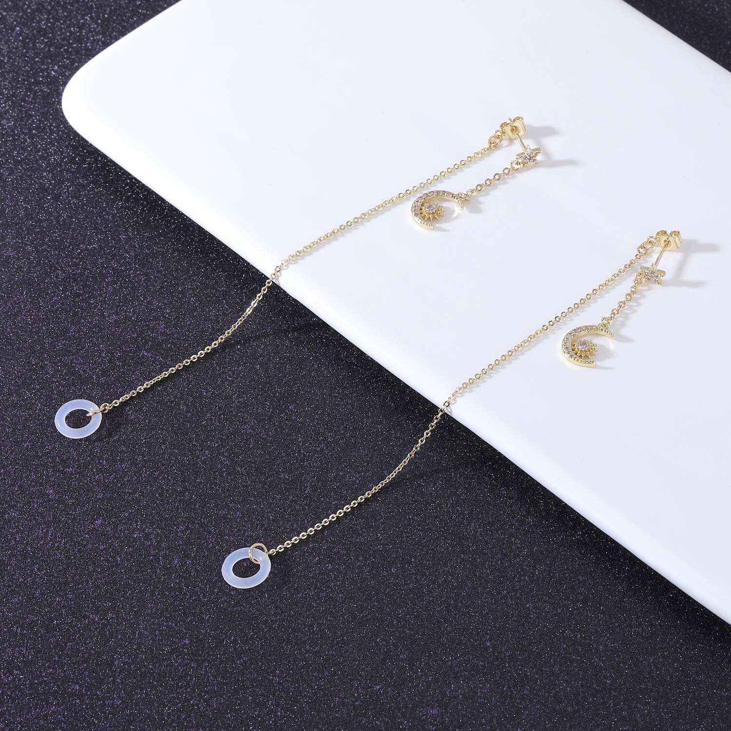AoedeJ Anti-lost Holder Earrings for AirPods 14K Gold Plated Wireless Earbuds Earrings Dangle Earring Wireless Earphone Holder Strap Compatible with AirPods Pro 1 & 2 (Ear Stud-1)