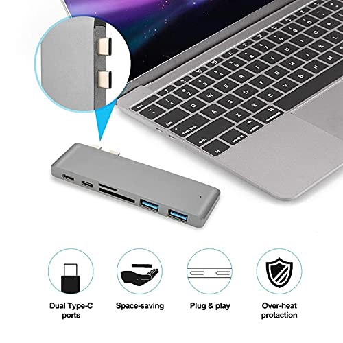 SHYPT Multifunctional USB-C Hub ,USB Hub 6 in 1 Type-C USB-C Hub Adapter Dual USB 3.0 Port