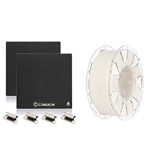 2PCS Upgraded Tempered Glass Plate with Bed Clips and Comgrow 3D Printer PLA Filament 1KG 1.75mm Spool White Color