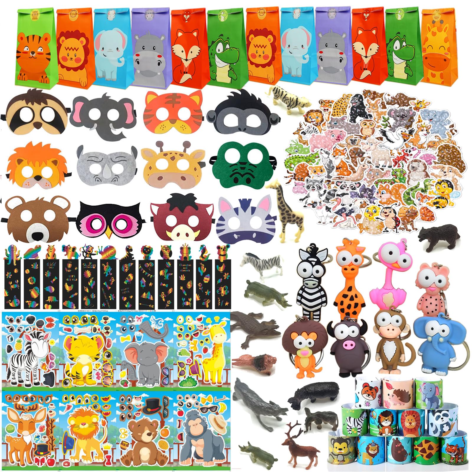 158 pcs Safari Party Favors for 12 kids οΌJungle Safari Birthday Party Supplies, Wild Animal Goodie Bags ,Safari Birthday Decorations Gift Bag Fillers Pinata Stuffers, Wild Animals Themed Party Toys