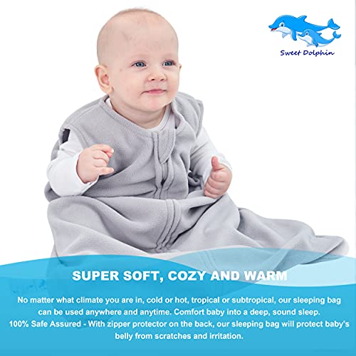 All Season Micro-Plush Baby Wearable Blanket, Ultra light - Unisex Clothes for Toddlers, Sleeveless Warm Soft Plush Sleep Bag and Sack with Inverted Zipper (TOG 1, Medium, Age 0-12 Months) - Grey