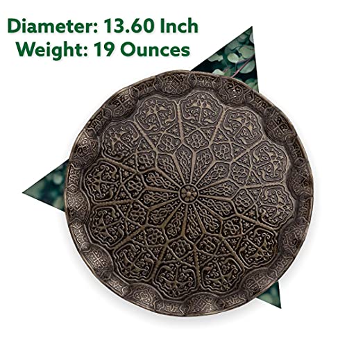 Alisveristime Turkish Ottoman Coffee Tea Beverage Serving Wavy Tray 35cm (Antik Green)