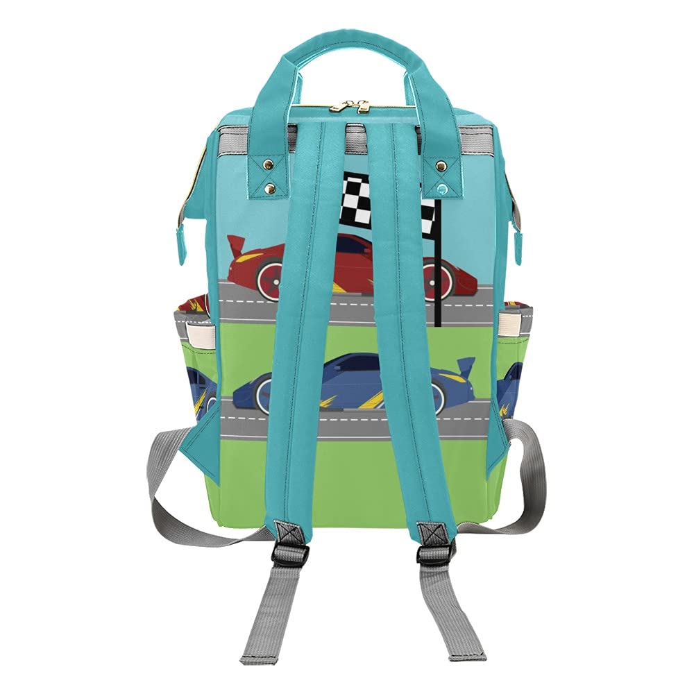 Race Car Personalized Diaper Bag Backpack Tote with Name,Custom Travel Nappy Mommy Bag Backpack