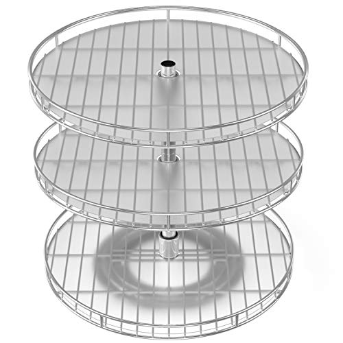 3 Tier Lazy Susan Large Shelf for Kitchen 13 inch,Tall Height Adjustable Turntable Spice Rack Spinner Cabinet Organizers and Storage,Rotating Under Sink Organizer,with PP Plastic Sheet (3 Tier)
