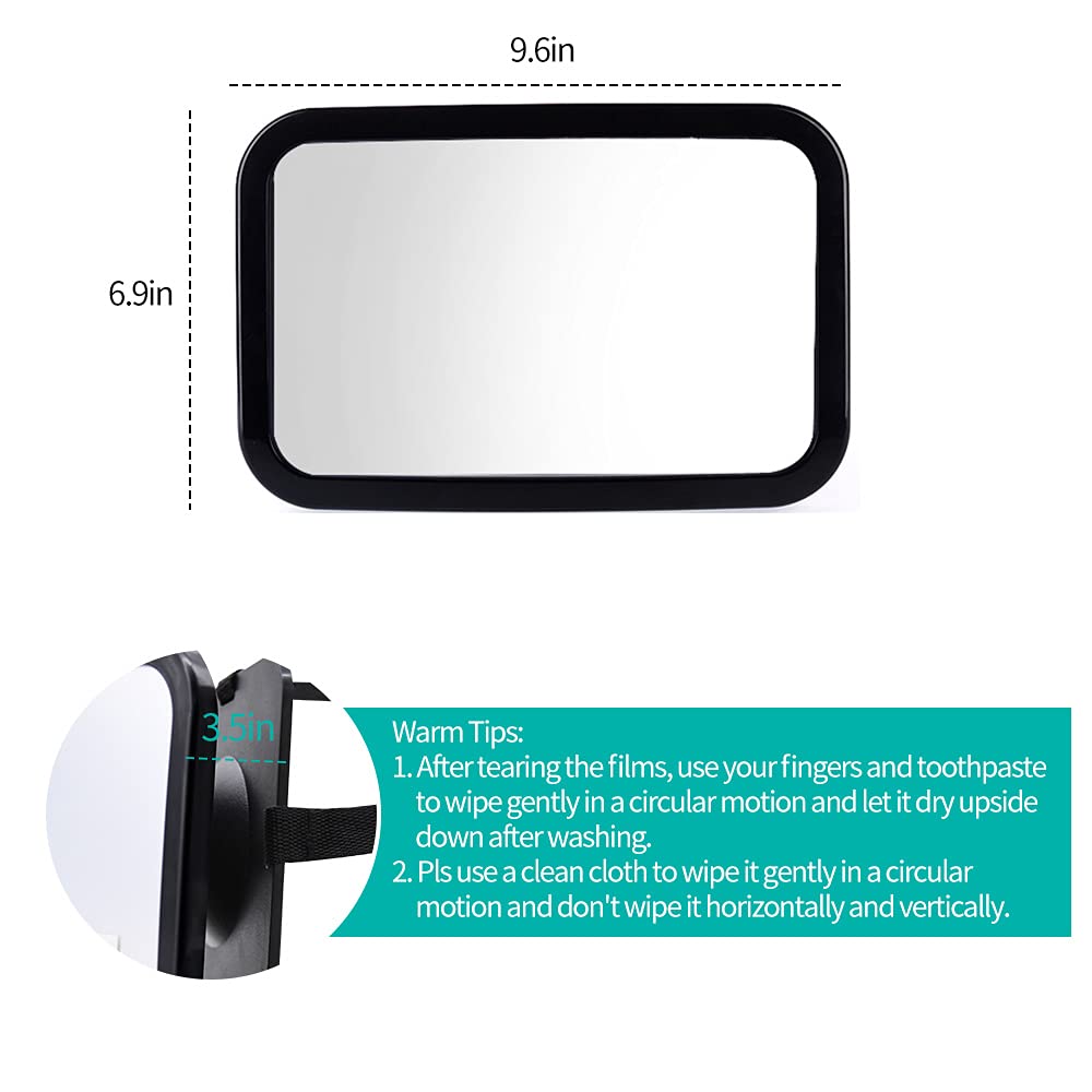 Baby Car Mirror, 2 Pack Large Safety Car Seat Mirror, Baby Car Seat Mirror for Rear Facing Infant Child with Wide Crystal Clear View, Rear View Mirror