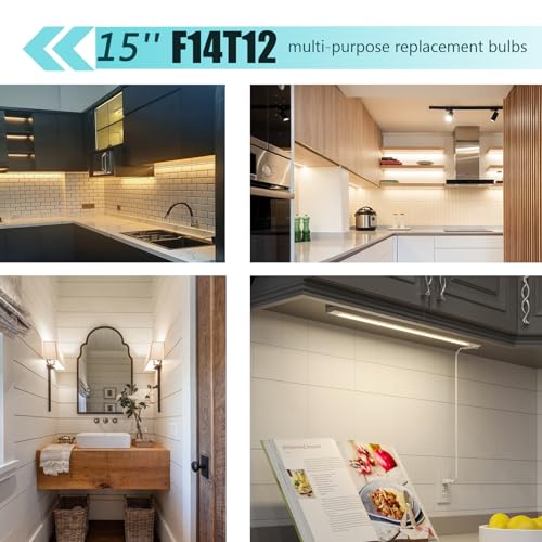 15inch F14T12 Soft White Fluorescent Light Bulb,14 Watt K&B Warm White 3000K Lamp, T12 Linear 1.5 '' Dia Tube, G13 Bi-pin Base (2 Pack)