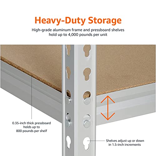 Amazon Basics Heavy Duty Storage Shelving Unit - Double Post, 60 x 24 x 78 Inch, High-Grade Aluminum & Medium Duty Storage Shelving Double Post Press Board Shelf, 48 x 18 x 72 Inch, Aluminum