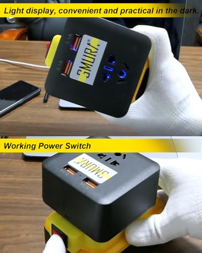 150W Portable Power Supply Inverter Fit for Dewalt Battery, DC 18-20v to AC 110-120v for Road Trip Home Emergency Laptops and Other Small Devices Tool, with Dual USB 5V 3.1A and 1 AC Socket