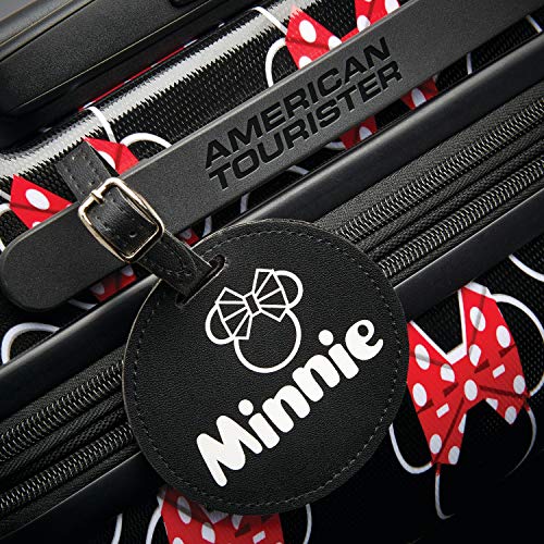 American Tourister Disney Hardside Luggage with Spinner Wheels, Black,White,Red/Minnie Mouse Head Bow, Carry-On 21-Inch