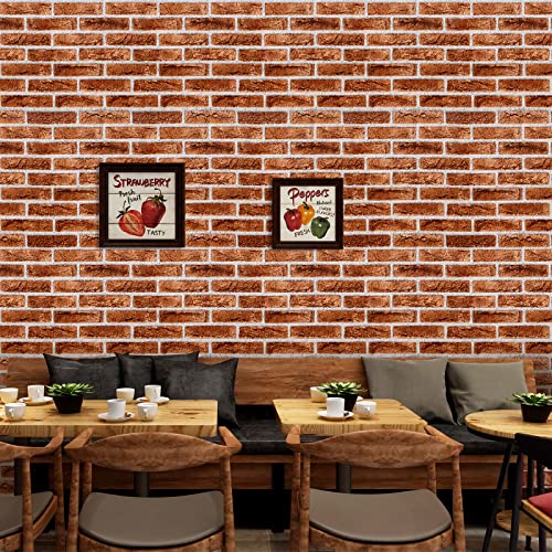 bofeifs Brick Wallpaper Peel and Sbofeifs Brick Wallpaper Peel and Stick Decorative Paper Self-Adhesive Sticker for Home Apartment Wall Fireplace Christmas Decor(Red) 17.7 x 118 inches
