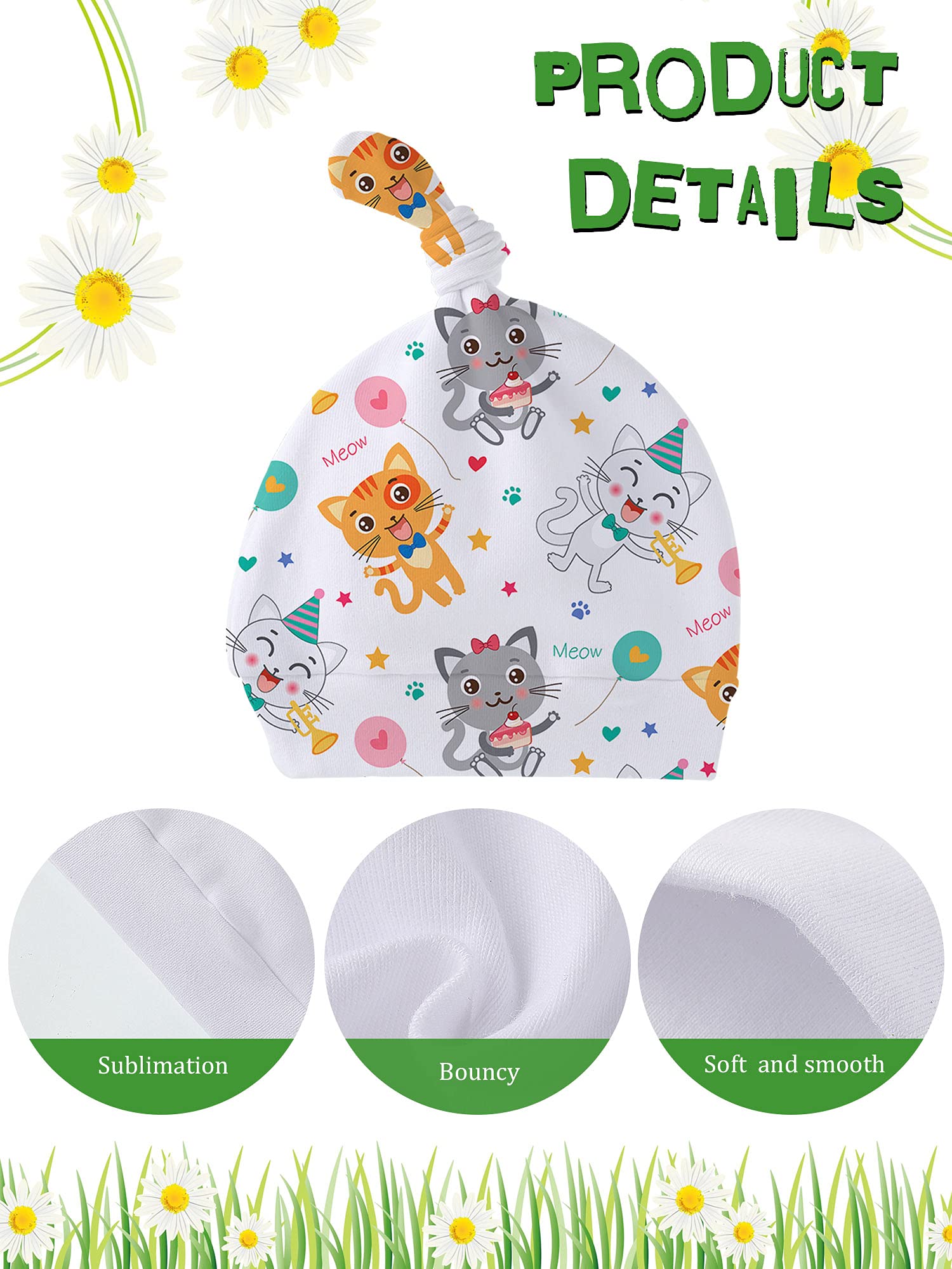 Newborn Baby Hats Mittens Set Blank Sublimation Infant Baby Hats White Newborn Beanie Soft Mittens for 0-12 Months (15)