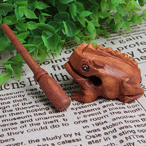 Acxico 1Pcs Thailand Craft Wooden Lucky Frog Croaking Musical Instrument Home Office Decor