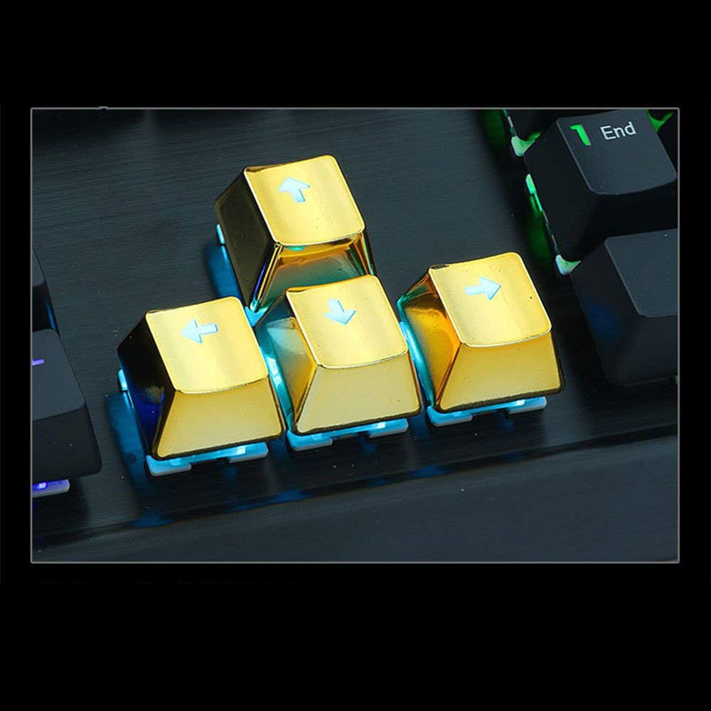 12 Keys PBT Keycaps Backlit Metallic Electroplated Set for Cherry MX Axis Mechanical Keyboard TLT Retail FPS and MOBA Gaming Switch QWER/ASDF/WASD/Direction with Key Puller(Gold)