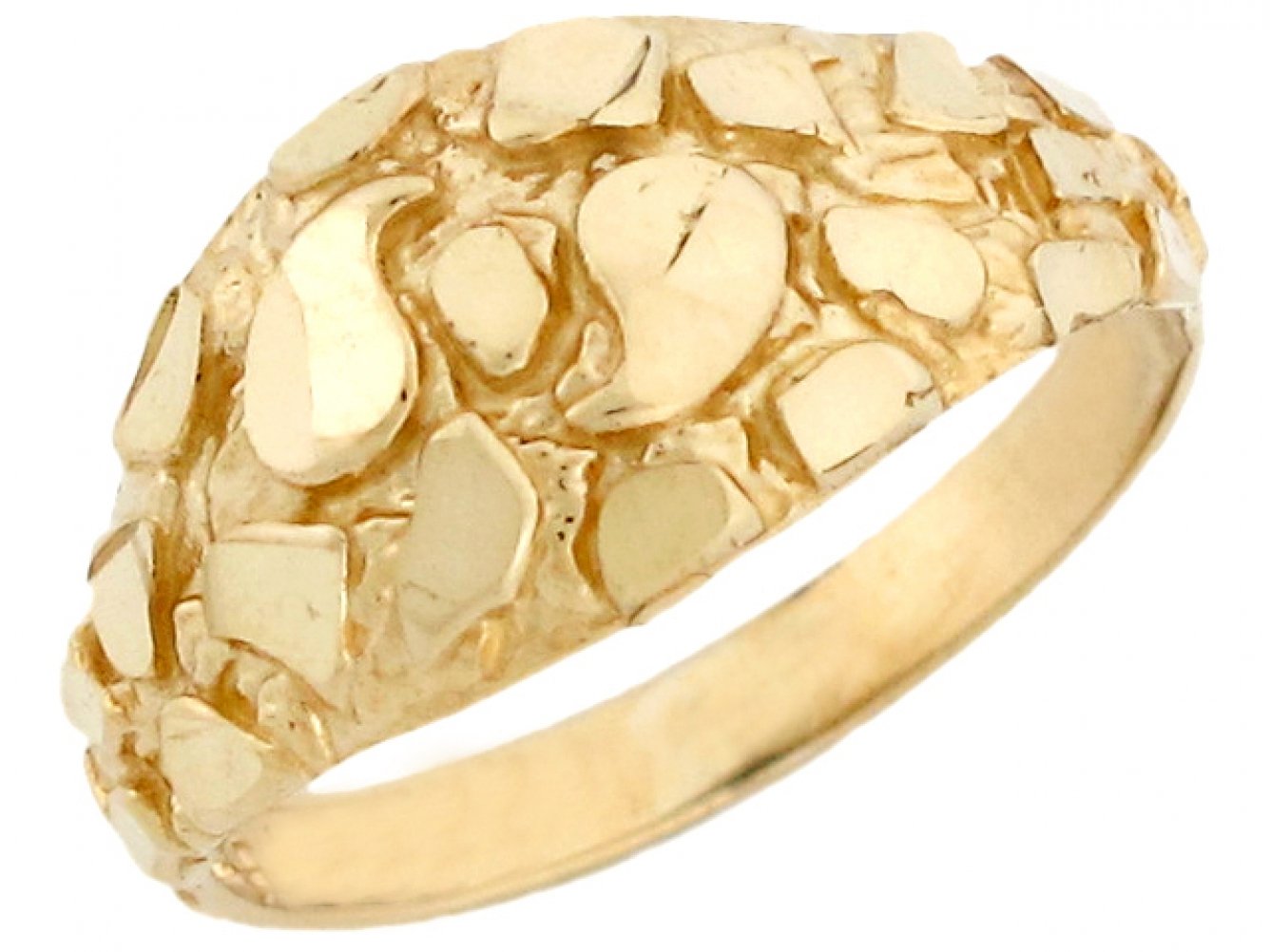10k Solid Yellow Gold Nugget Diamond Cut Dome Ring Jewelry