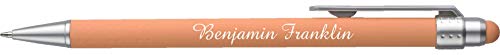 Express Pencils™ - Pastel Custom Pens with Stylus - Soft Touch Design - Personalized Metal Frame Printed Name Pens with Black Ink - Imprinted with Logo or Message (Assorted)