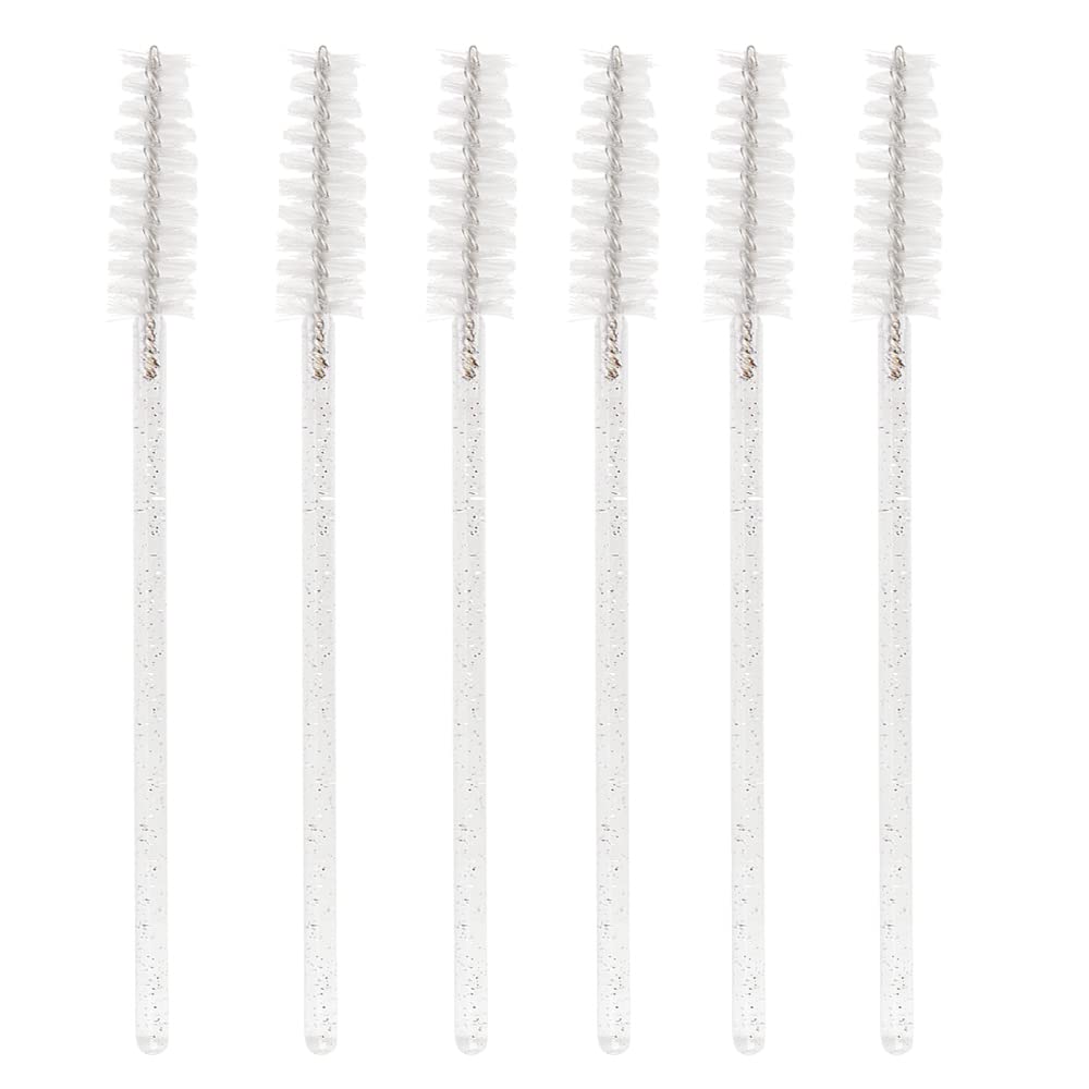 300 PCS Crystal Eyelash Mascara Wands Disposable Lash Brushes for Extensions Spoolie Brush Applicators Makeup Tool Kits (White)