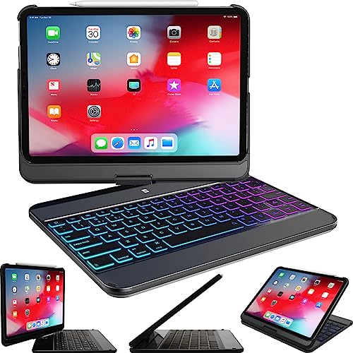 Snugg iPad Pro 12.9 Case with Keyboard (2022 6th Gen/2021 5th Gen) - Bluetooth Backlit Magic Keyboard iPad Pro 12.9-360 Degree Rotatable Keyboard for Apple iPad 12.9 Pro Case with Keyboard - Black