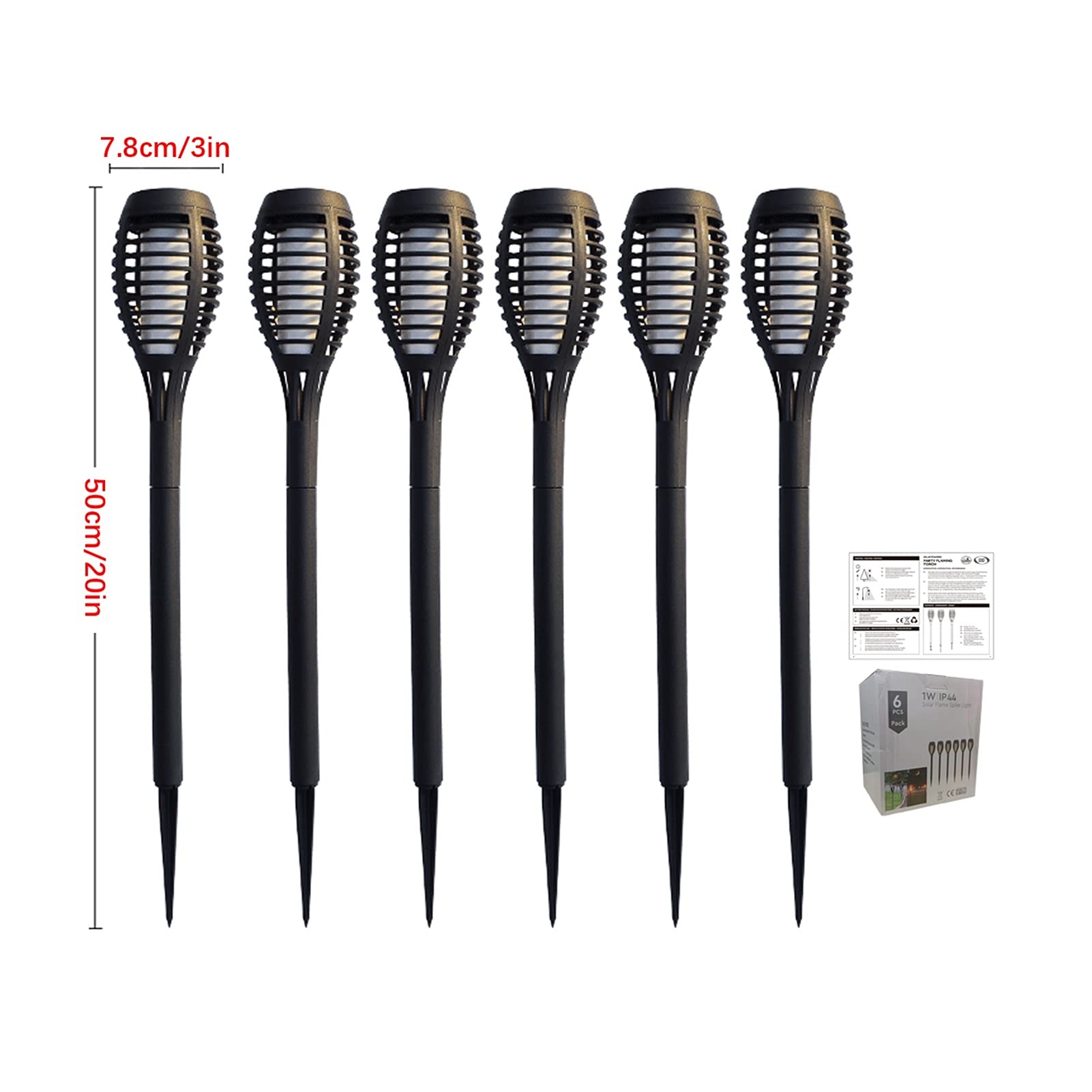 12 LED Solar Torch Light Outdoor Flickering Flame Dancing Lights Waterproof Landscape Lawn Night Light Garden Lamps (Emitting Color : 6pcs)