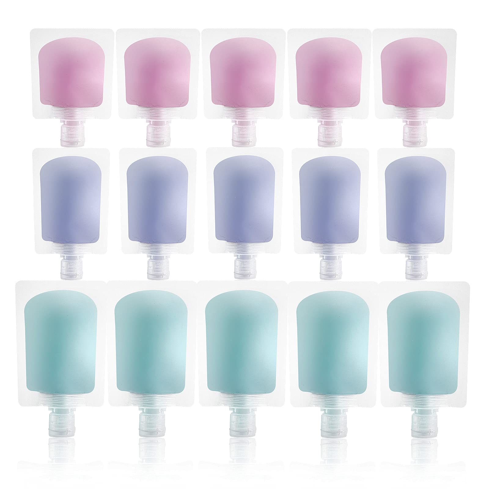 NUTAKI 15pack Portable Travel Fluid Makeup Packing Bag with Labels Refillable Travel Pouches-Sub Bags for Travel Tsa Approved Leakproof Toiletries Containers