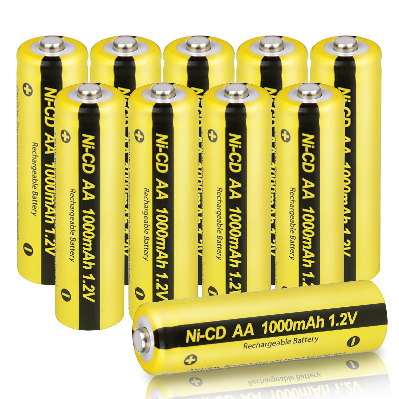 AA Batteries 1.2V NICD 1000mAh Rechargeable Battery for Garden Landscaping Solar Lights 10 Pack