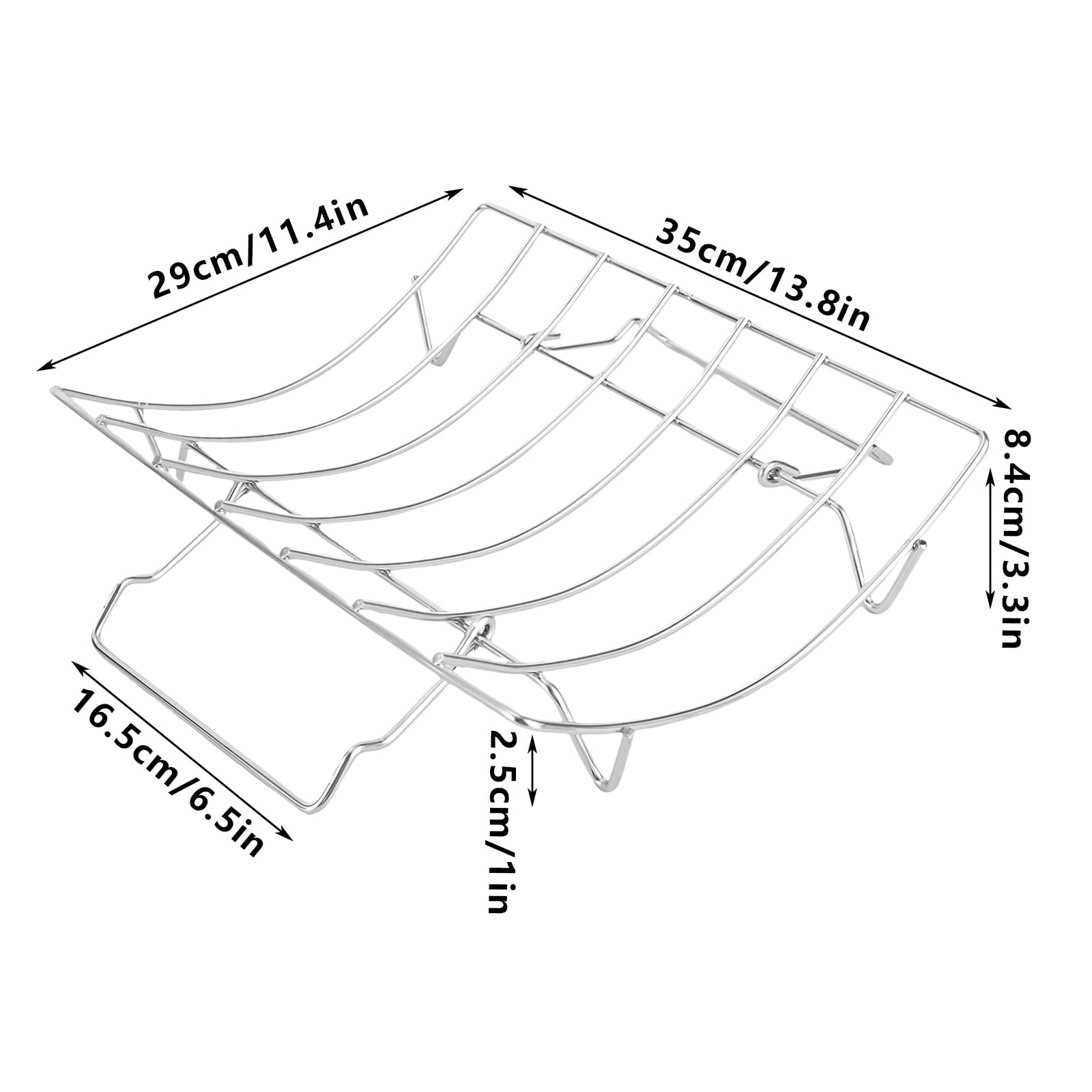 16.5 Inch Roasting Pan with Rack, Stainless Steel Rectangular Turkey Roaster Lasagna Pan for Roasting Turkey/Chicken/Meat & Vegetables, Induction Compatible Dishwasher Safe