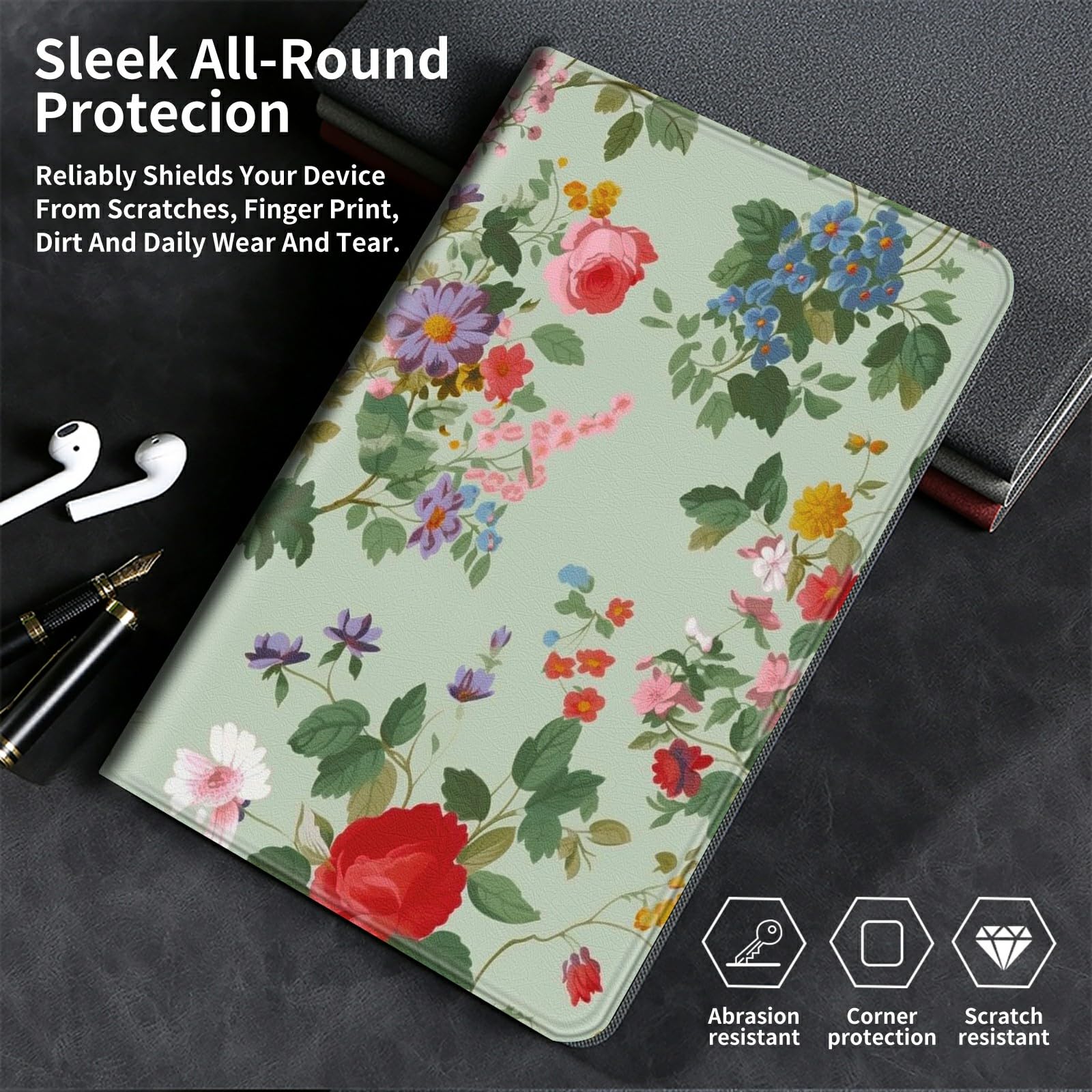 Case for All-New Kindle Fire HD 10 & 10 Plus Tablet 11th/13th Generation 2021/2023 Lightweight Smart Case Adjustable Stand Protective Cover with Auto Wake/Sleep - Vintage Floral Flowers