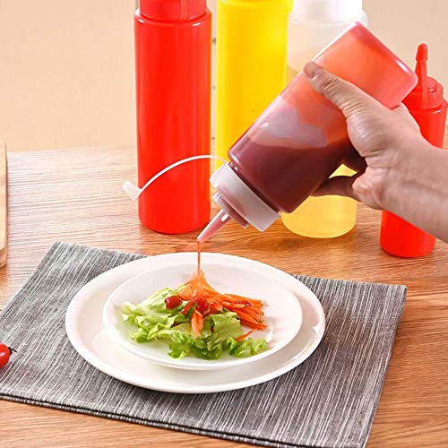 Bekith 8 oz Plastic Squeeze Condiment Bottle, 12 Pack Multipurpose Squirt Bottles with Twist On Cap Lids and Discrete Measurements for Sauce, Ketchup, BBQ, Dressing, Paint, Workshop, Pancake Art Dispenser