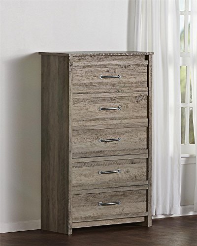 Ameriwood Home Bassinger 5 Drawer Dresser, Gray Oak