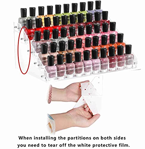 Cq acrylic Clear Nail Polish Organizers And Storage,5 Layer Nail Polish Rack Tabletop Display Stand Holds Up to 45 Bottles, Acrylic 5 Tier Essential Oils Holder For Professional Nail Salon