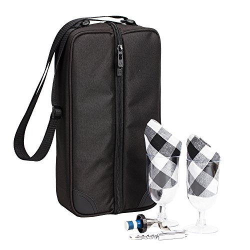 ALLCAMP Wine tote Bag with Cooler Compartment,Picnic Set Carrying Two sets of tableware