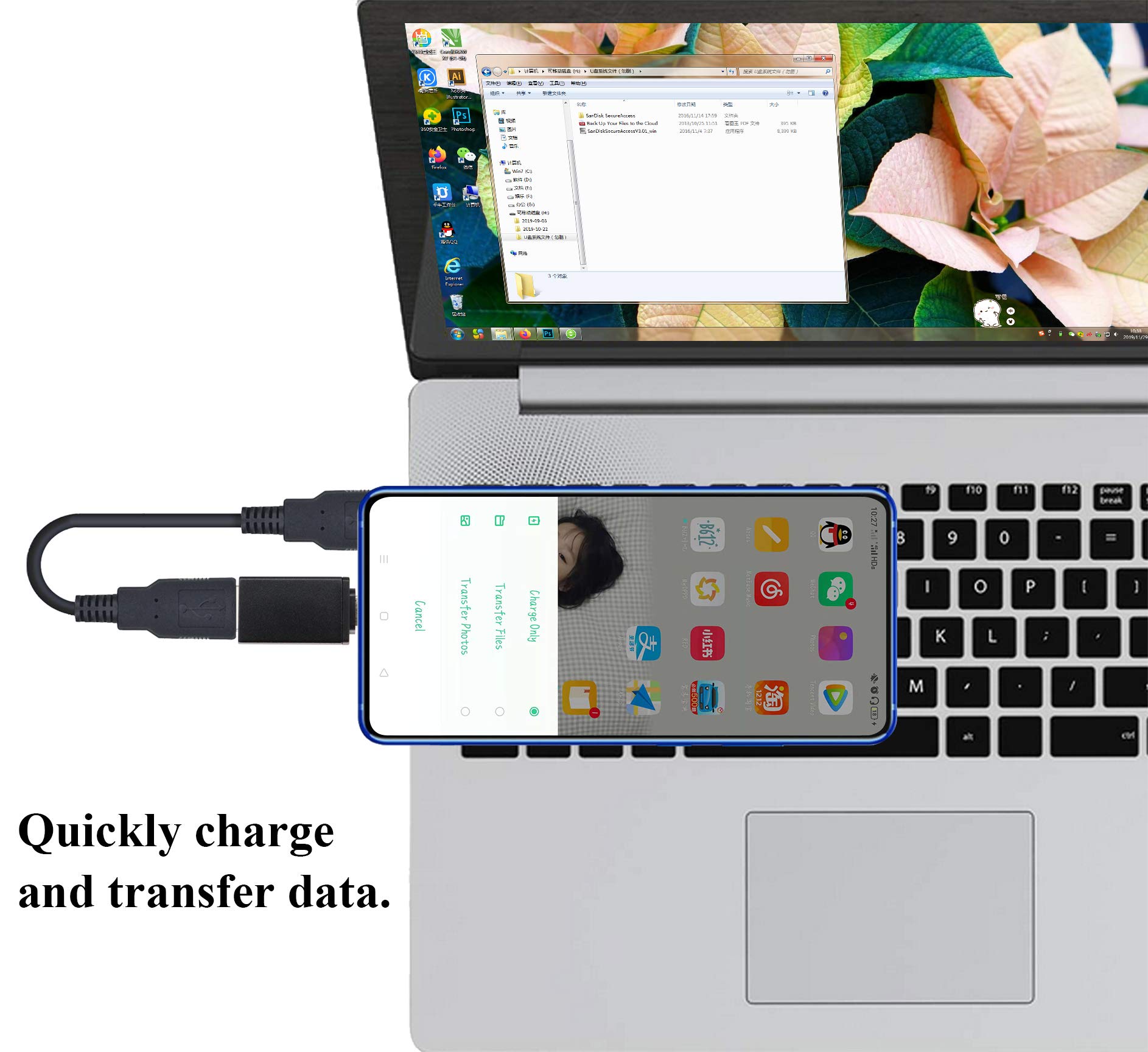 AAOTOKK OTG Micro to USB Adapter, Aluminum Alloy Micro USB Male to USB 2.0 A Female OTG (On The Go) Adapter for Android Smartphone Tablets More USB and Micro Devices (2 Pack-Black)