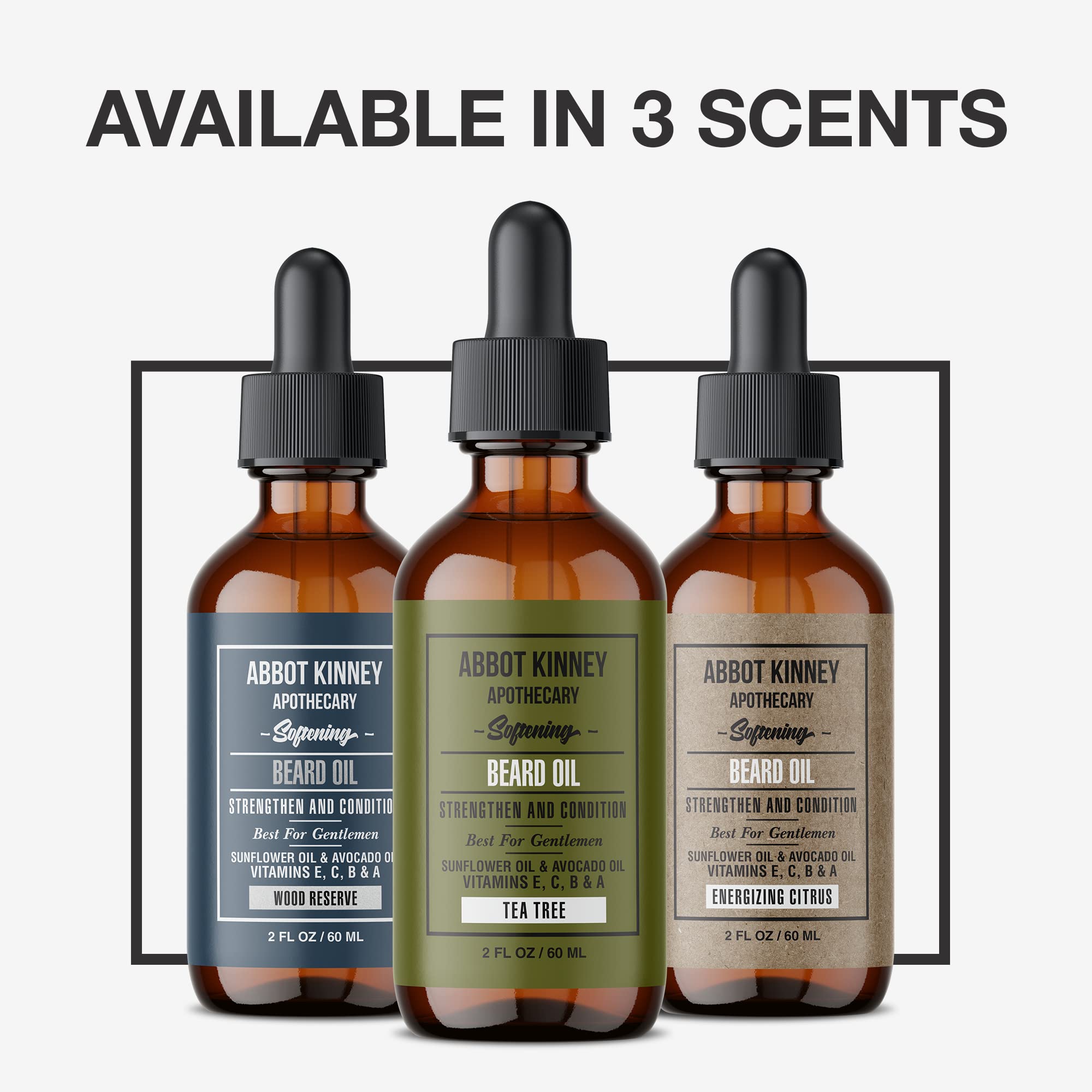 ABBOT KINNEY APOTHECARY Softening Beard Oil, Strengthens and Conditions Beards, Blend of Natural Oils, 2 oz (Tea Tree)