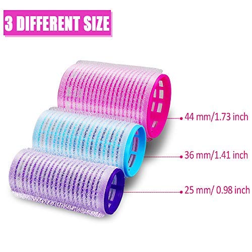 36 Pcs Self Grip Hair Roller Set in 3 Sizes and 15 Pcs Plastic Duck Teeth Bows Hair Clips, Self Holding Rollers Salon Hairdressing Curlers for Hair Styling (44mm + 36mm + 25mm)