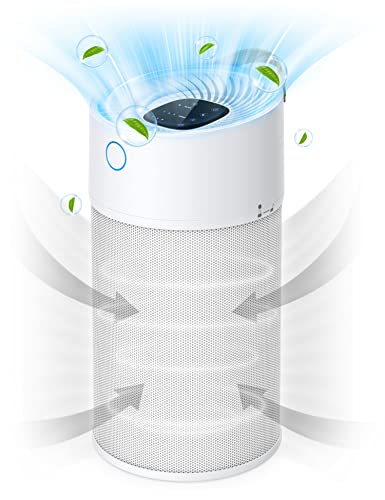 Air Purifiers for Home Large Room, H13 True HEPA Filter Air Cleaner with Timer Sleep Mode 4 Speeds, Remove 99.97% Dust Smoke Pollen Hair, Quiet Odor Eliminator for Bedroom Office Living Room Kitchen